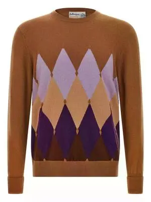 BALLANTYNE Argyle Cashmere Sweater Brown