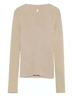 Patrizia Pepe Ribbed V-neck Sweater - Neutrals