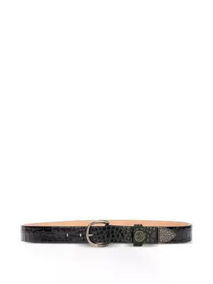 Roberto Cavalli Crocodile-embossed Leather Belt - Black