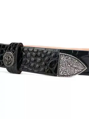Roberto Cavalli Crocodile-embossed Leather Belt