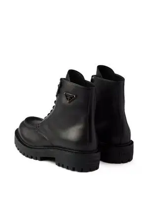 Prada Lace-up Lug-sole Boots - Black