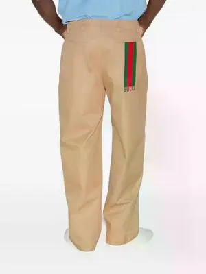 Gucci Web-striped Cotton Twill Trousers