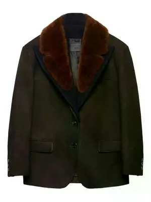 Prada Shearling-collar Suede Coat
