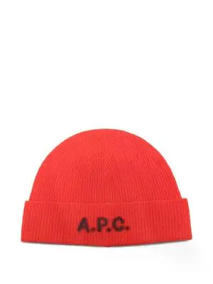 A.p.c. Logo-Embellished Beanie Red