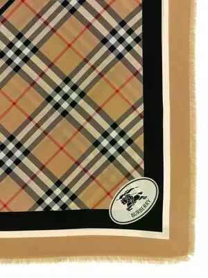 Burberry Check Knight Fringed Scarf - Brown