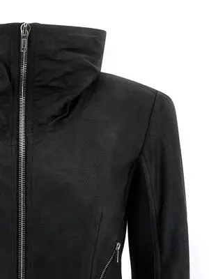 Rick Owens Fold-neck Zip-front Leather Jacket