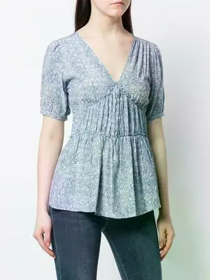 Michael Kors Floral Print Short Sleeve Blouse