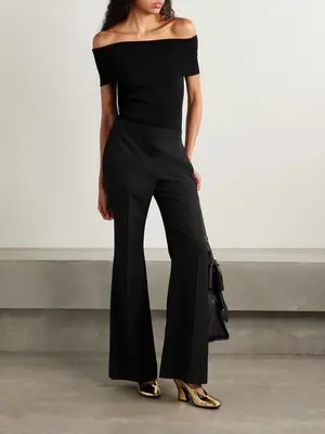 Givenchy Grain De Poudre Wool Flared Pants - Black