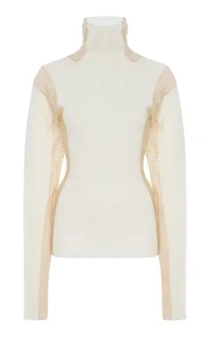 DIOTIMA Crochet-detailed Turtleneck Top - Ivory