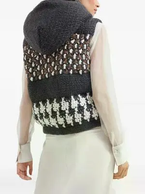 Brunello Cucinelli Sequin-embellished Houndstooth Hooded Vest