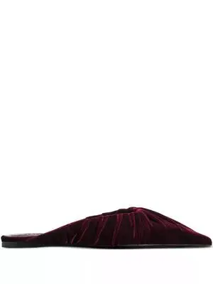 MUGLER Pleated Pointed-toe Flat Mules - Red