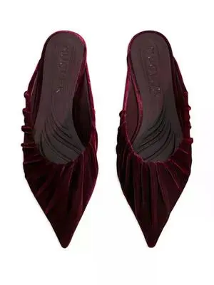 MUGLER Pleated Pointed-toe Flat Mules