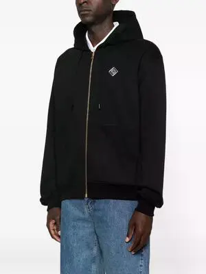 Casablanca Logo-patch Zip-up Hoodie - Black