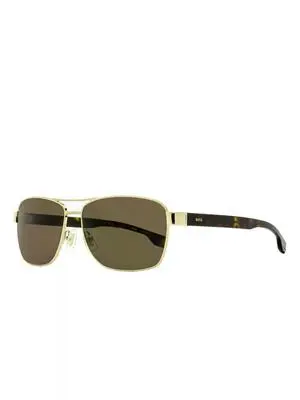 Hugo Boss Metal-frame Rectangle Sunglasses - Gold
