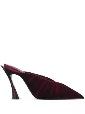 MUGLER 95mm Pleated Pointed-toe Heeled Mules - Red