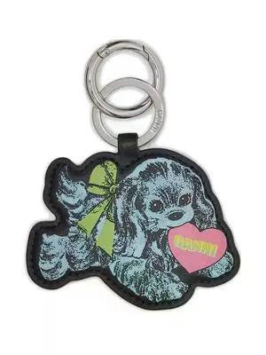 GANNI Blue Puppy Keyring - Black