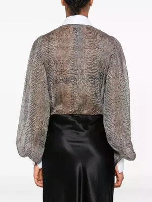 Elisabetta Franchi Collared Snakeskin Bodysuit