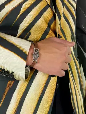 Roberto Cavalli Leather Chain-link Bracelet - Brown
