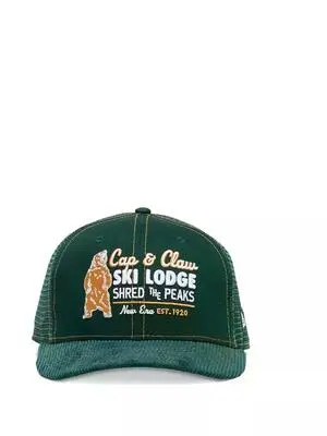New Era Corduroy-panel Embroidered Trucker Cap - Green