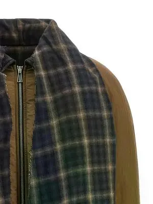 MARBELL Padded Jacket With Check Detail - Brown