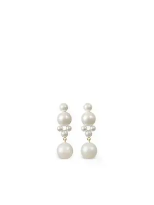 Sophie Bille Brahe 14k Gold Luna Pearl Drop Earrings - Yellow