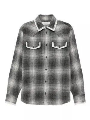GOLDEN GOOSE Journey Check Embroidered Shirt - Grey
