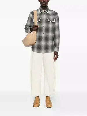 GOLDEN GOOSE Journey Check Embroidered Shirt - Grey