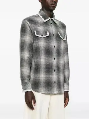 GOLDEN GOOSE Journey Check Embroidered Shirt - Grey