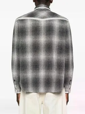 GOLDEN GOOSE Journey Check Embroidered Shirt - Grey