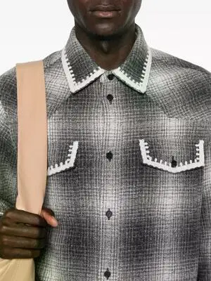 GOLDEN GOOSE Journey Check Embroidered Shirt - Grey