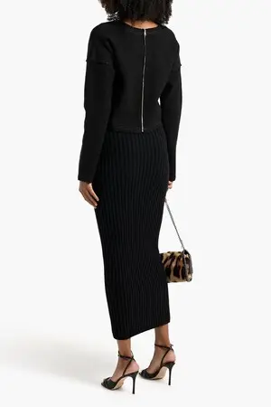 Max Mara Seta Ribbed Wool-blend Maxi Pencil Skirt - Black