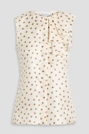 Max Mara Pegli Ruffled Polkadot Silk-twill Top