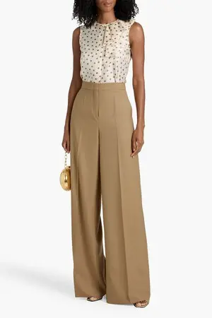 Max Mara Pegli Ruffled Polkadot Silk-twill Top