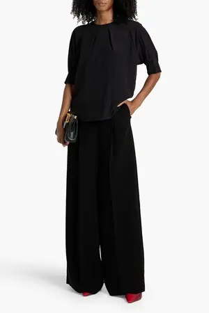 Max Mara Ecuador Pleated Silk Crepe De Chine Top
