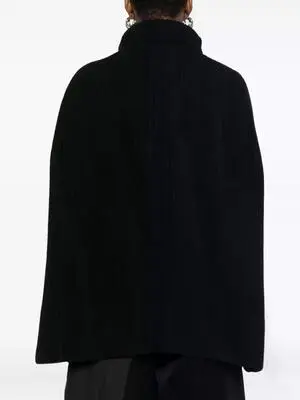 JIL SANDER Ribbed Turtleneck Cape - Black