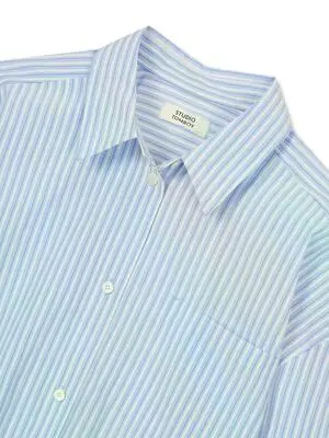 STUDIO TOMBOY Striped Single-pocket Shirt - Blue