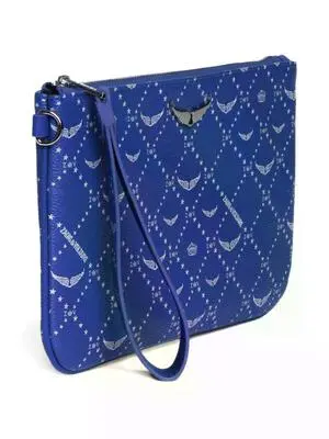 Zadig&Voltaire Monogrammed Clutch With Wrist Strap - Blue