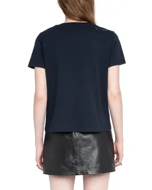 Zadig&Voltaire Alys Hc Embroidery Wings Top - Encre