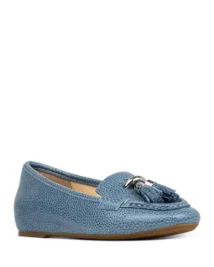 DONALD PLINER Loriel Leather Flats - Blue