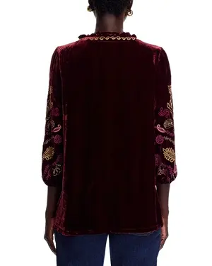 Johnny Was Embroidered Velvet Top