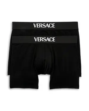Versace Parigamba Boxer Briefs, Pack Of 2 - Black
