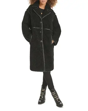 Karl Lagerfeld Paris Faux Sherpa Button-front Jacket
