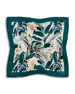 Ted Baker London Boytonn Botanical Floral Silk Pocket Square - Ecru