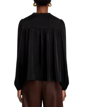 WAYF Anastasia Long Sleeve Blouse - Black