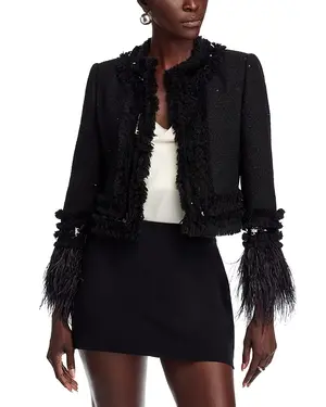 UNGARO Dune Cropped Sequin Tweed Jacket