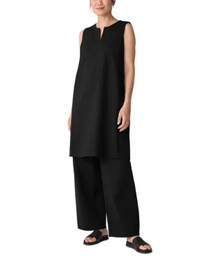 Eileen Fisher Ponte Split Neck Shift Dress