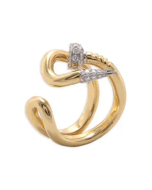 David Webb Diamond Bent Nail Ring - Gold