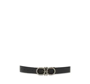 FERRAGAMO Reversible Leather Belt - Testa Di Moro/nero