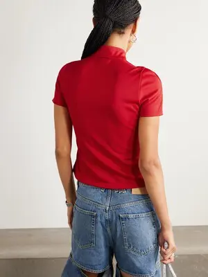 COURREGES Embroidered Jersey Zip-up T-shirt