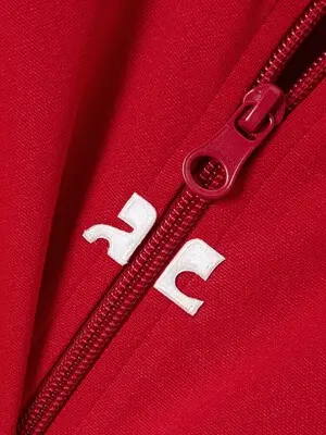 COURREGES Embroidered Jersey Zip-up T-shirt